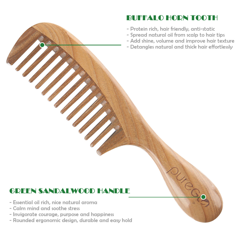 Wide & Fine Tooth Natural Wooden Hair Comb Set – pureGLO Naturals