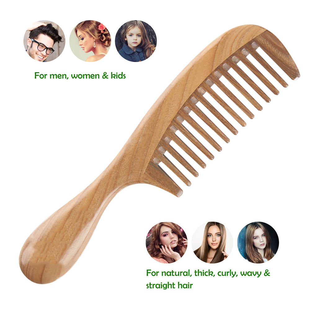Wide & Fine Tooth Natural Wooden Hair Comb Set – pureGLO Naturals