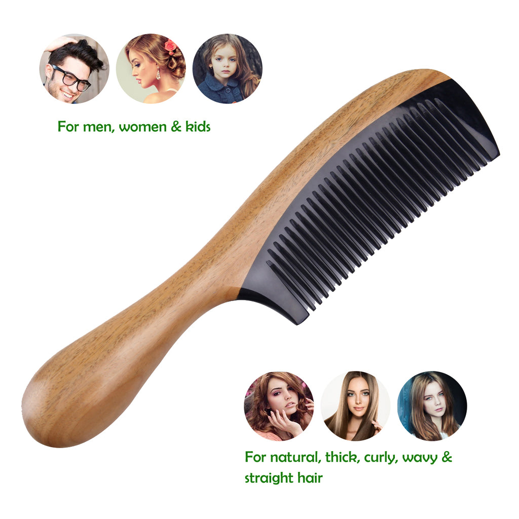 No-static Wooden Fine Tooth Hair Comb – pureGLO Naturals