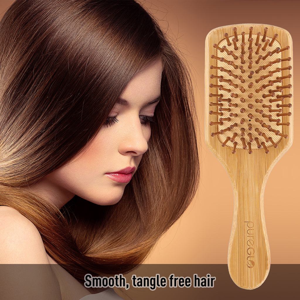 Natural Bamboo Paddle Hair Brush Square Small – pureGLO Naturals