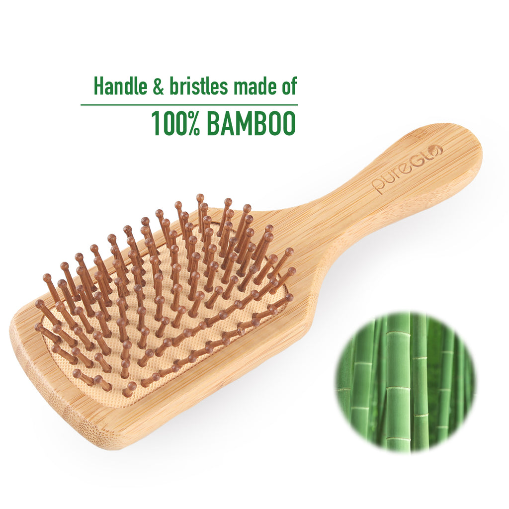 Natural Bamboo Paddle Hair Brush Square Small – pureGLO Naturals