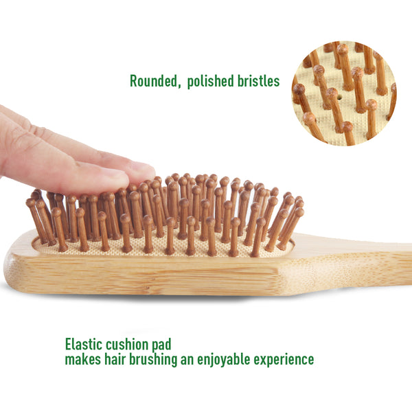 Natural Bamboo Paddle Hair Brush Square Small – pureGLO Naturals