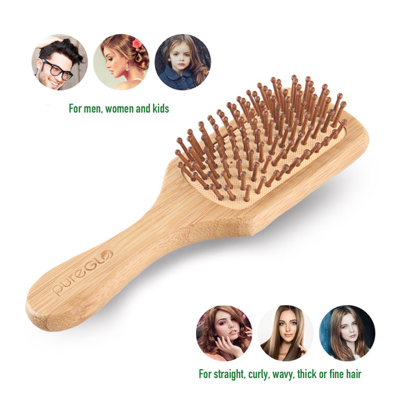 Natural Bamboo Paddle Hair Brush Square Small – pureGLO Naturals