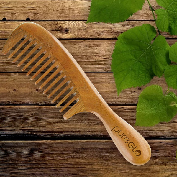 Green Sandalwood Wide Tooth Aroma Handmade Hair Comb – pureGLO Naturals