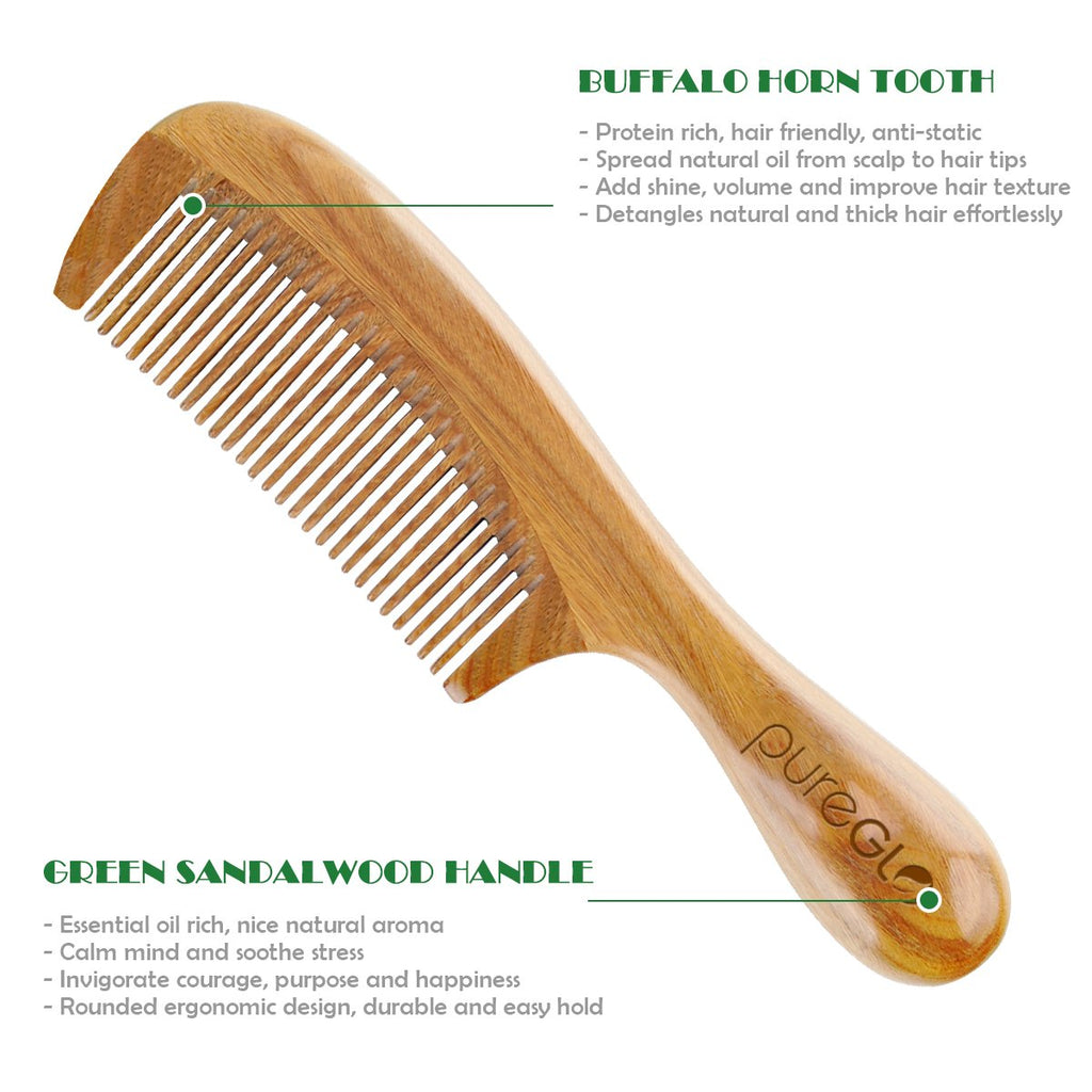 No Static Detangling Handmade Natural Fine Tooth Wooden Comb – pureGLO ...