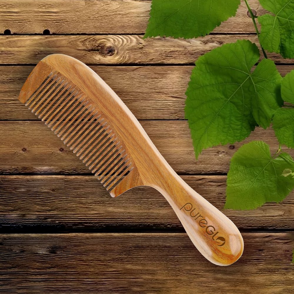 No Static Detangling Handmade Natural Fine Tooth Wooden Comb – pureGLO ...