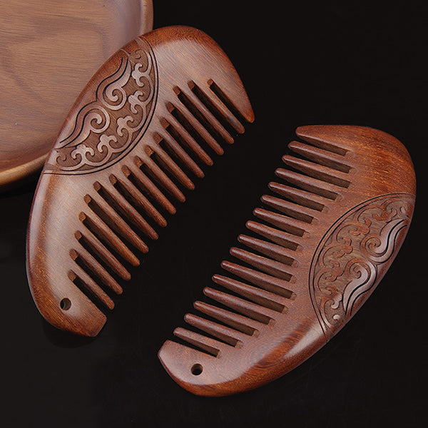 Handmade Black Sandalwood Carving Short Hair Comb – pureGLO Naturals