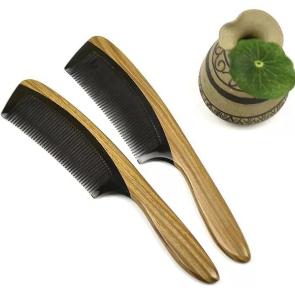Handmade Fine Tooth Sandalwood Wooden Horn Comb – pureGLO Naturals