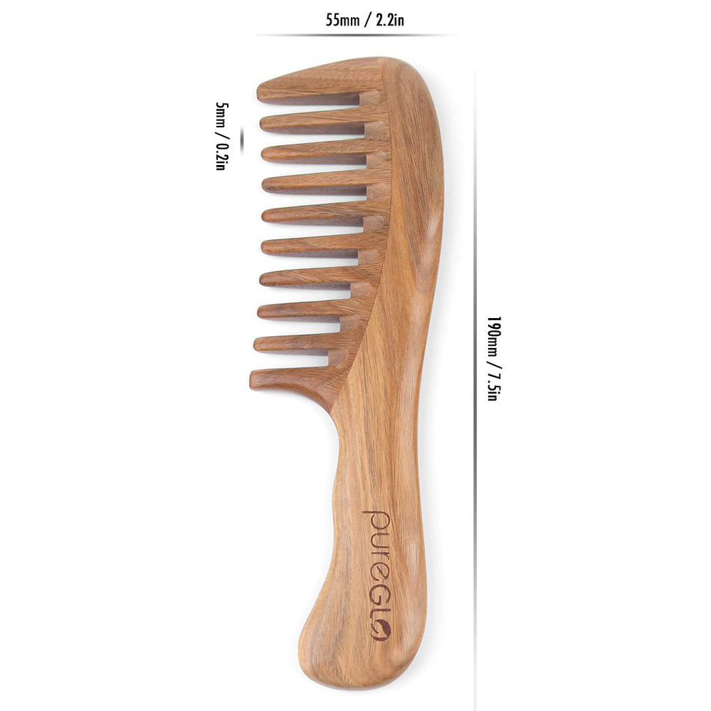 Handmade Wooden Massage Wide Tooth Curly Hair Comb – pureGLO Naturals
