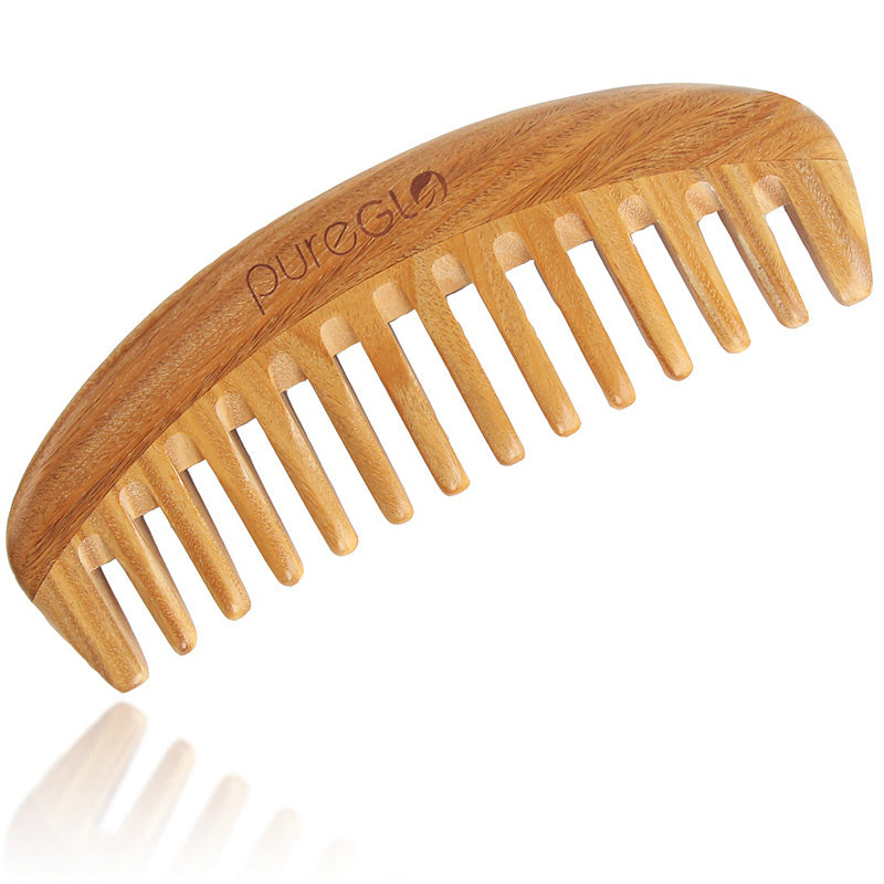 Natural Green Sandalwood Wooden Wide Tooth Hair Comb – pureGLO Naturals