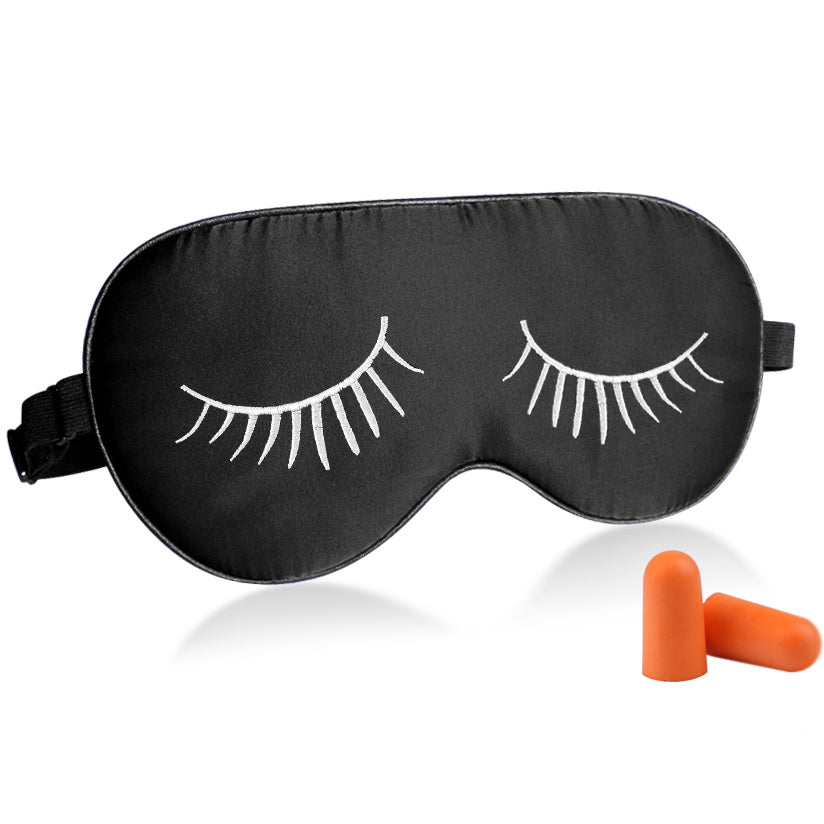 Natural Silk Sleeping Mask with Eyelashes Patterns & Ear Plugs ...