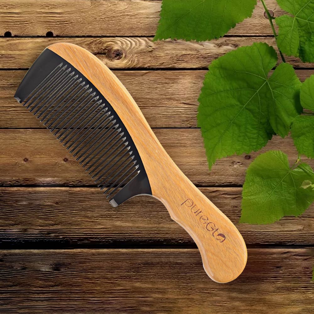 No-static Sandalwood Horn Ergonomic Fine Tooth Hair Comb – pureGLO Naturals