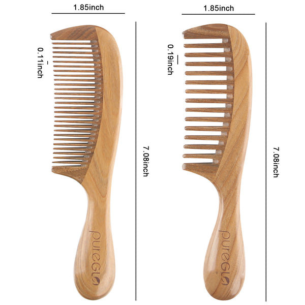 Wide & Fine Tooth Natural Wooden Hair Comb Set – pureGLO Naturals